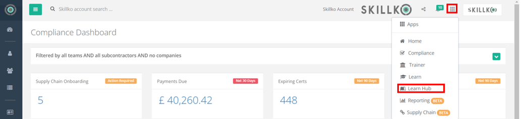How do I access Learn Hub and assign users to courses?